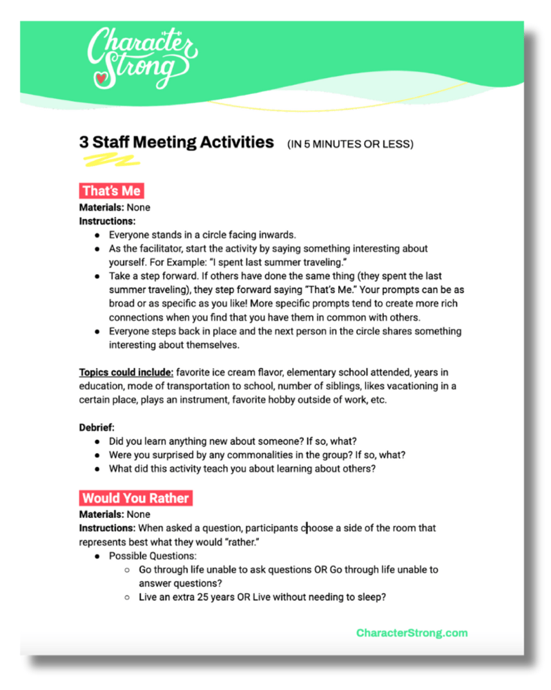 3 Staff Meeting Activities