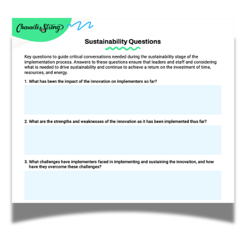 The CharacterStrong Sustainability Checklist