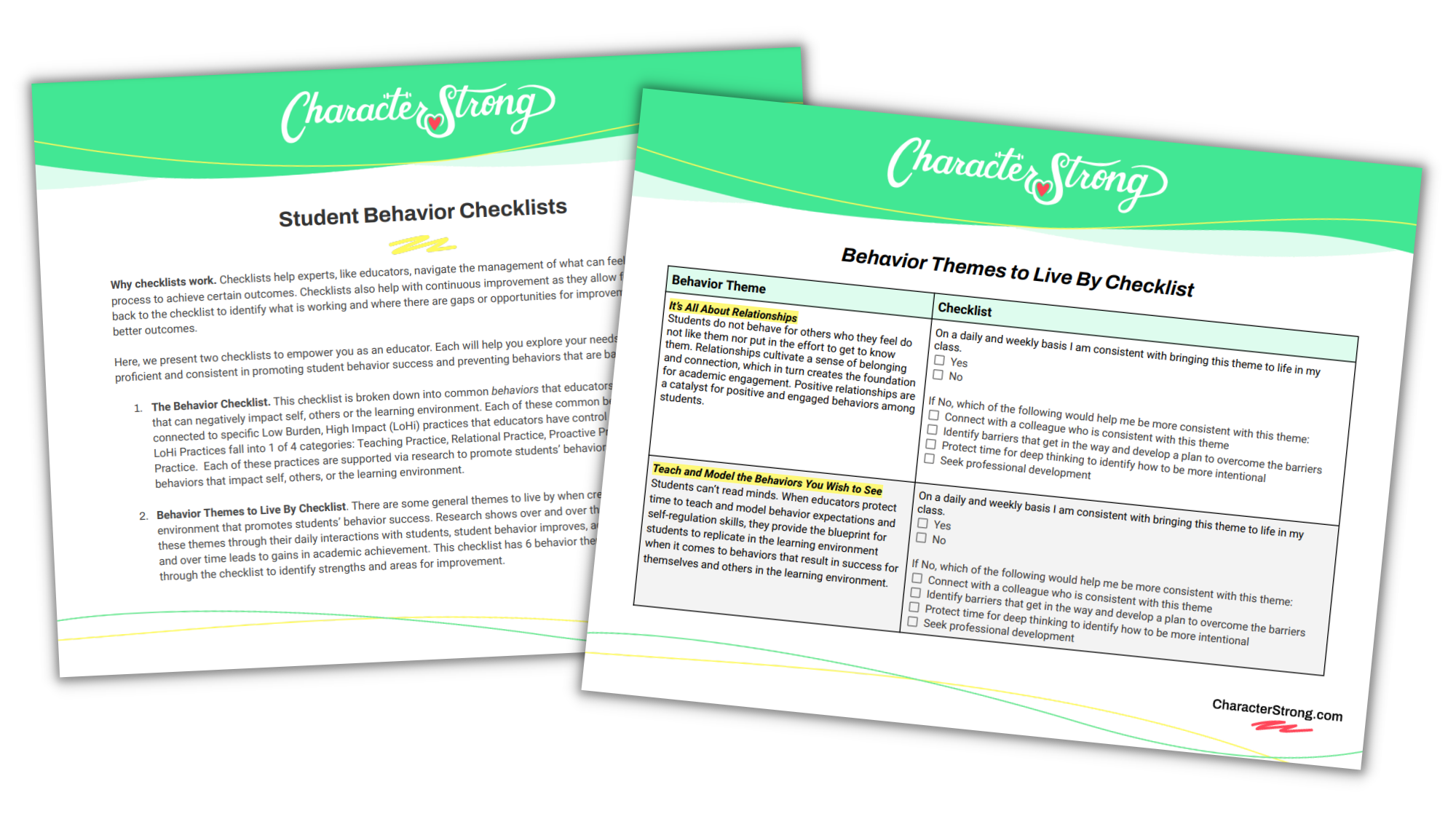 Student Behavior Checklist